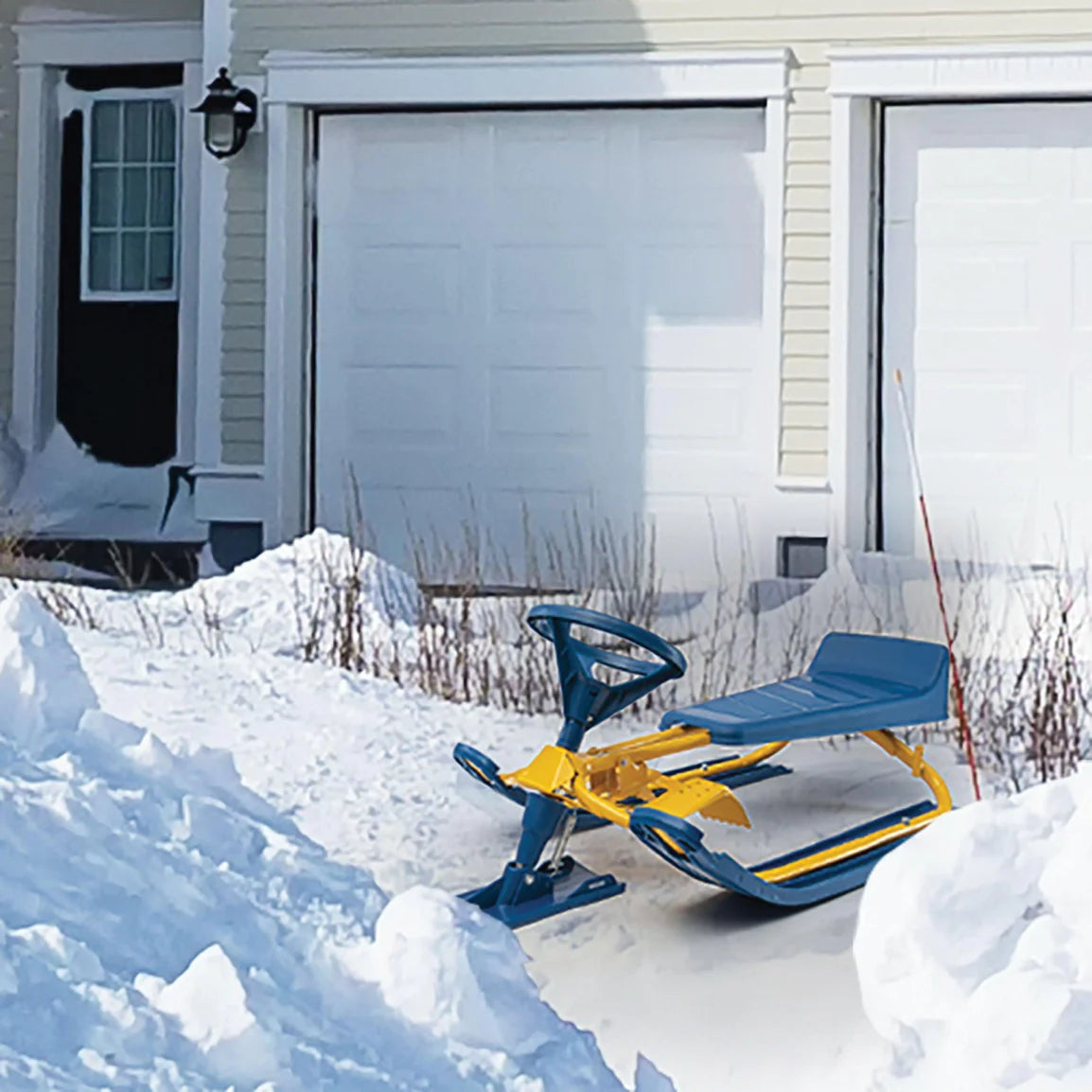 Frost Rush Snow Sled with Steering Wheel, Twin Brakes, Pull Rope & Saf ...